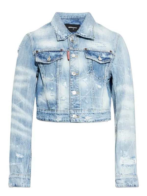 Dsquared2 Distressed Buttoned Denim Jacket - Blue