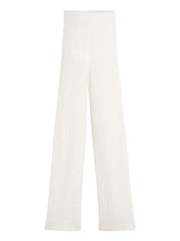 LANVIN Logo Intarsia Knit Wide Leg Trousers - White