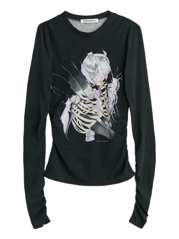 Our Legacy Strain Ruched Long Sleeve T-shirt - Black