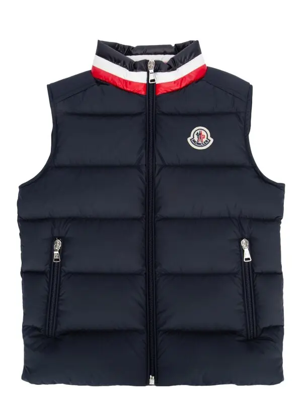 Moncler Padded Logo Patch Vest - Navy Blue