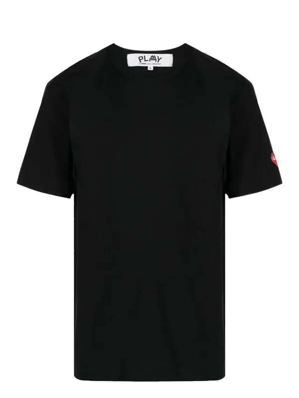 Play Comme Des Garcon X Invader Logo-patch Cotton T-shirt - Black