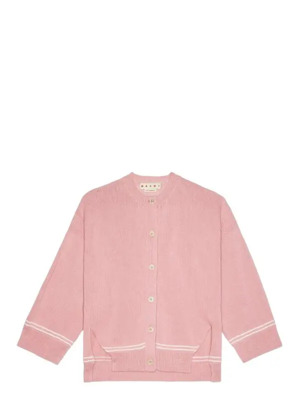 Marni Oversized-fit Cardigan With Striped Trim - Pink