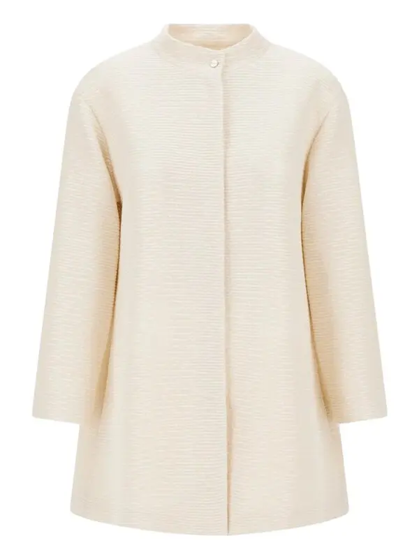 Herno Button Detailed Long Coat - Ivory