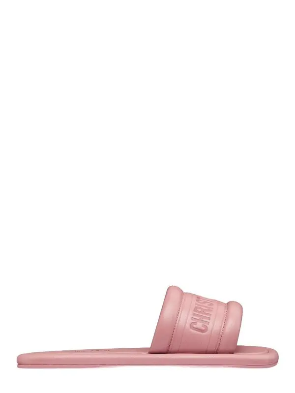 Dior Embossed Logo Padded Lambskin Slides - Pink