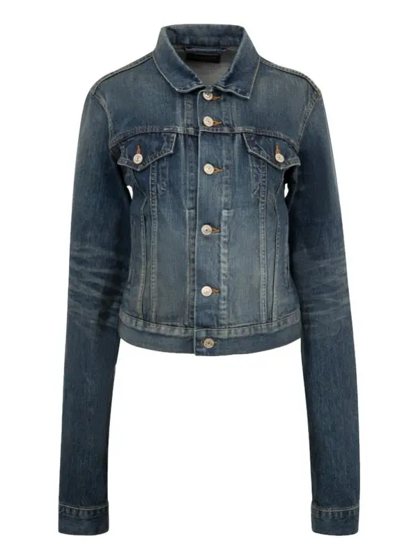 Balenciaga Collared Button-up Denim Jacket - Black