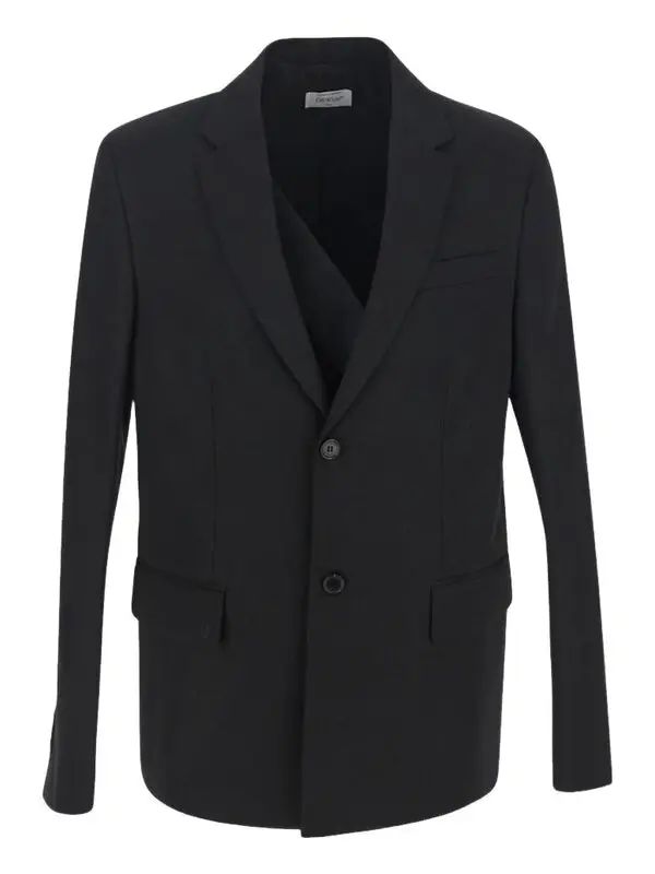 Off-White Single-breasted Long-sleeved Blazer - Black