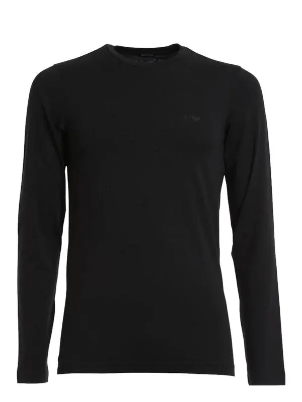 Emporio Armani Round Collar And Long-sleeved T-shirt - Black