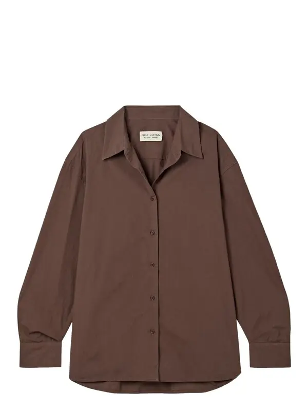 NILI LOTAN Amante Cotton Poplin Shirt - Wine Red