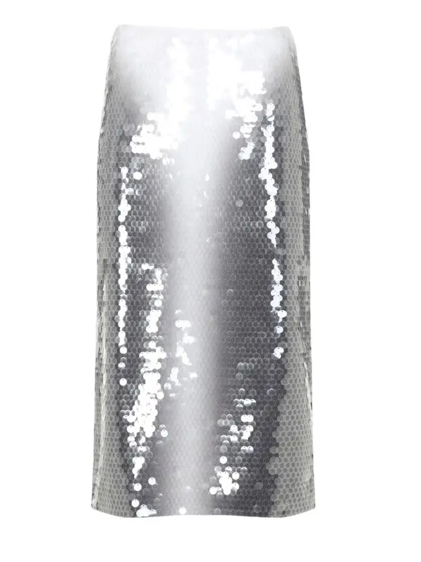 Sportmax Allover Sequin Embellished Midi Skirt - Gray