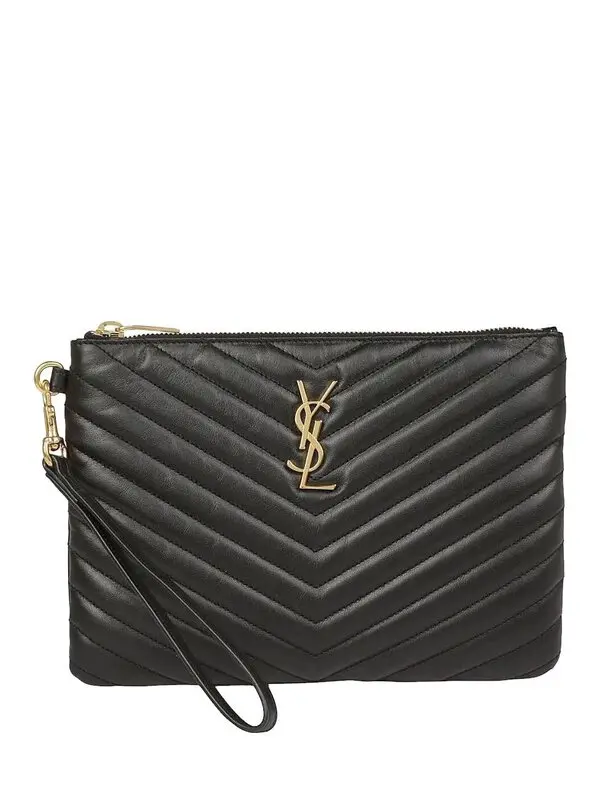 Saint Laurent Cassandre Matelassé A5 Pouch - Black