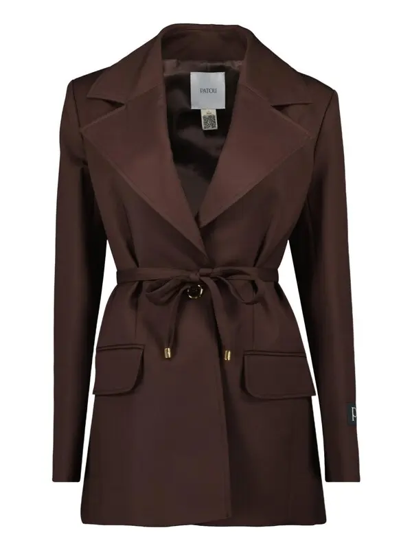 PATOU Single-breasted Belted Jacket With Notched Lapels - Black