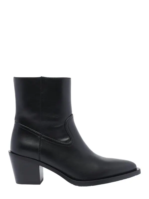 STUART WEITZMAN Tate Pointed Toe Zip Up Block Heel Bootie - Black