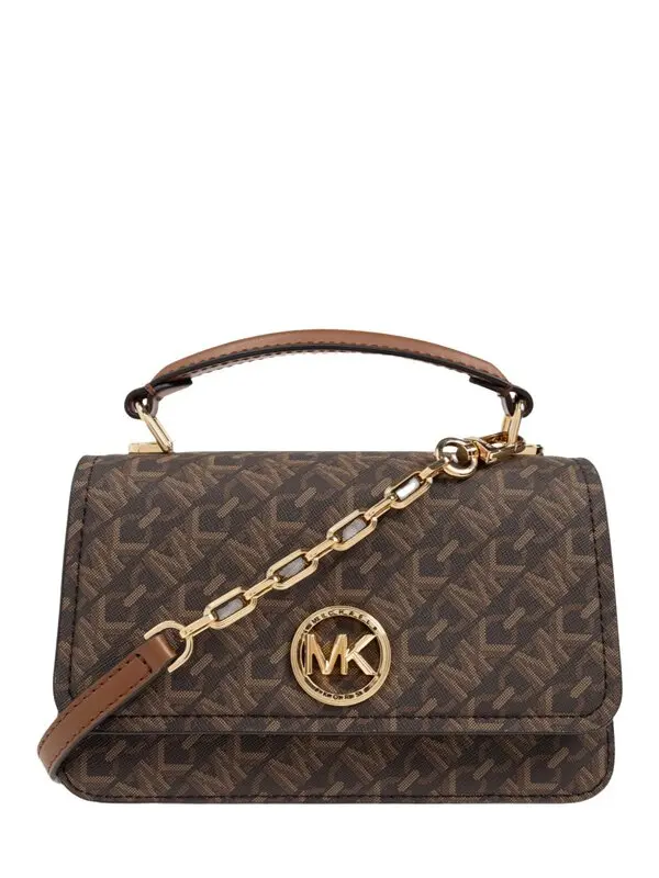 Michael Kors Delancey Monogram Shoulder Bag - Black