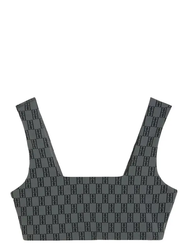 BY MALENE BIRGER Braga Monogrammed Cropped Top - Monogram Black  Grey