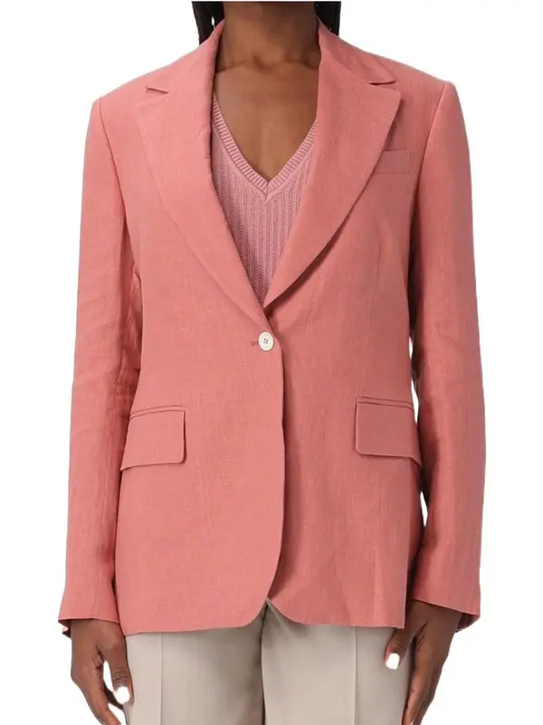 Eleventy Long Sleeve Collared Button Closure Blazer - Pink