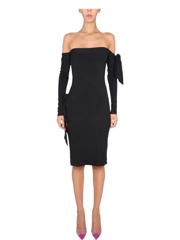 ROTATE BY BIRGER CHRISTENSEN Off-the-shoulder Dress With Cut-out Details And Bow Accents - Black