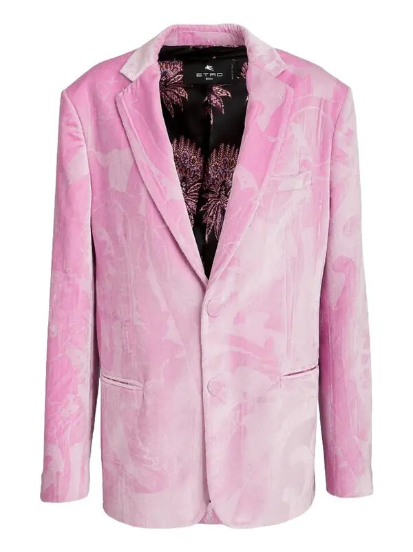 Etro Maxi Paisley Pattern Velvet Jacket - Pink