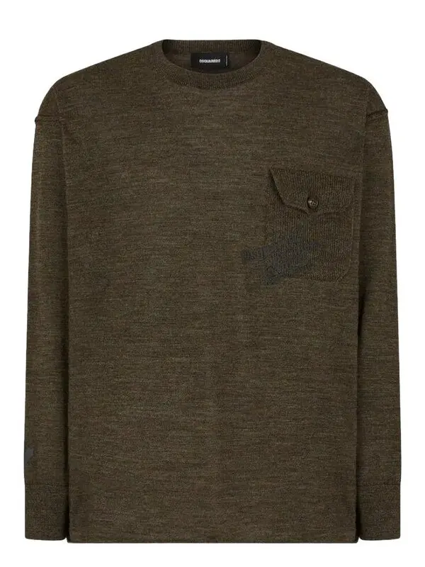 Dsquared2 Flap Pocket Crew Neck Jumper - Green