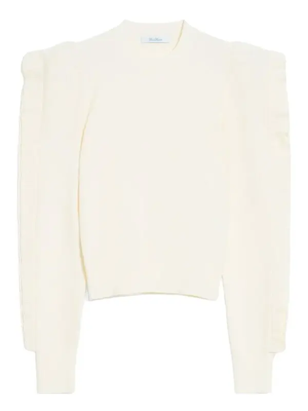 Max Mara Textured Puff-shoulder Knitted Top - Vanilla