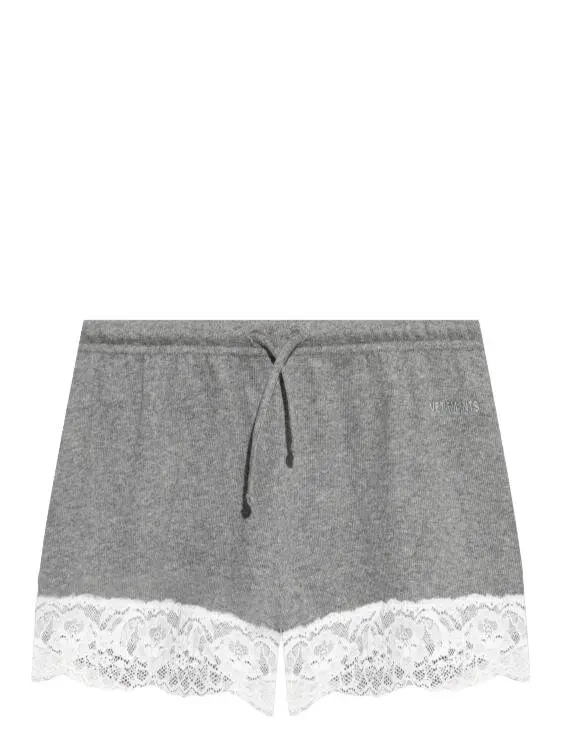 Vetements Lace Trimmed Drawstring Shorts - Gray