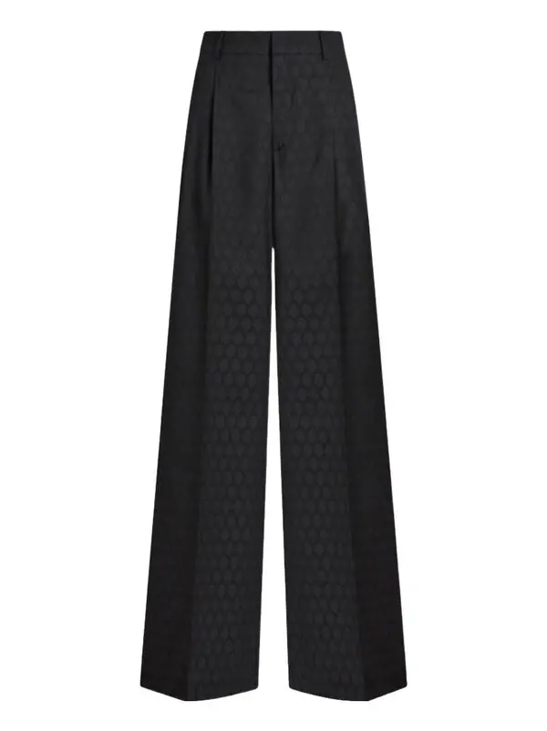 Etro Pattern-jacquard Wide-leg Trousers - Black