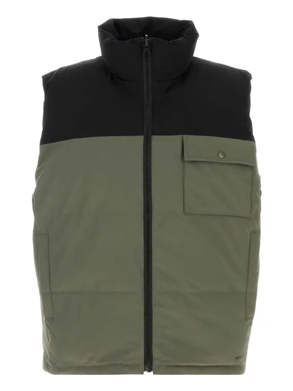 A.p.c. Logo Printed Zipped Padded Vest - Green