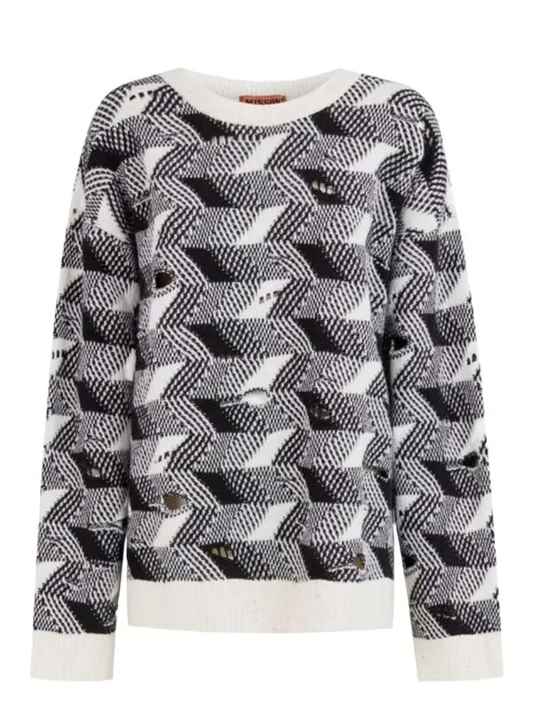Missoni Geometric Knit Crewneck Jumper - Black