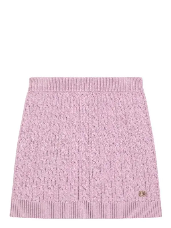 Dolce & Gabbana Cable Knit Mini Skirt With Embellishment - Pink