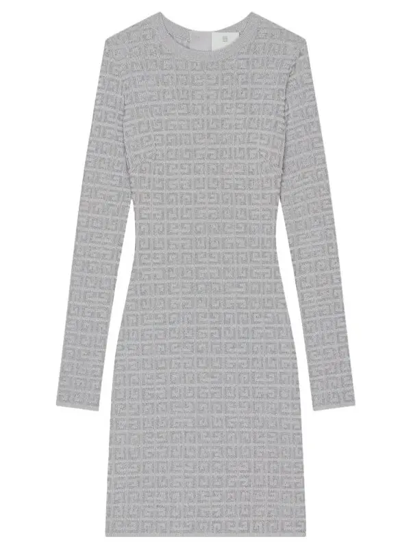 Givenchy 4g Monogram Long-sleeve Dress - Silver
