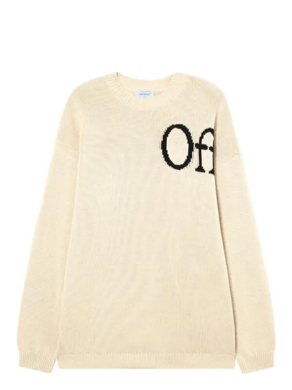 Off-White Bookish" Crewneck Jumper - Cream