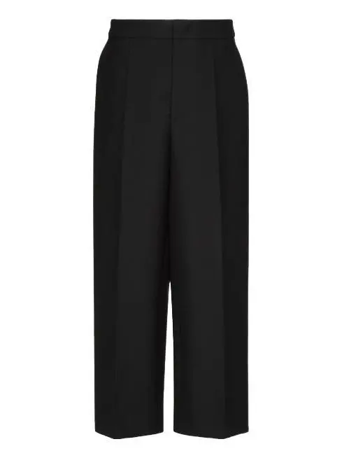 Valentino Garavani Cropped Pleated Trousers - Black