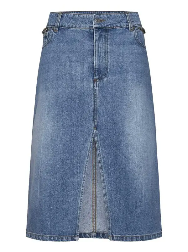 Stella McCartney Front Slit Denim Midi Skirt - Blue