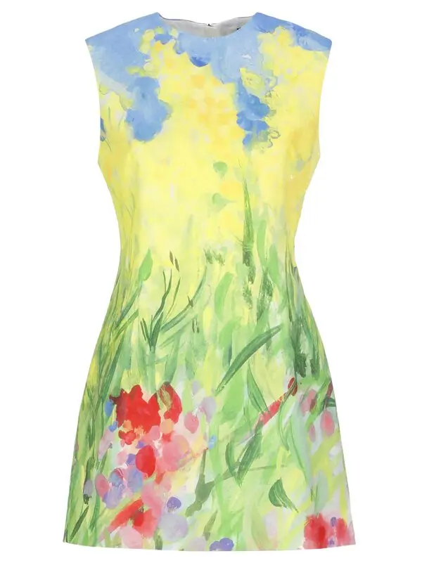 MSGM Sleeveless Printed Mini Dress - Green