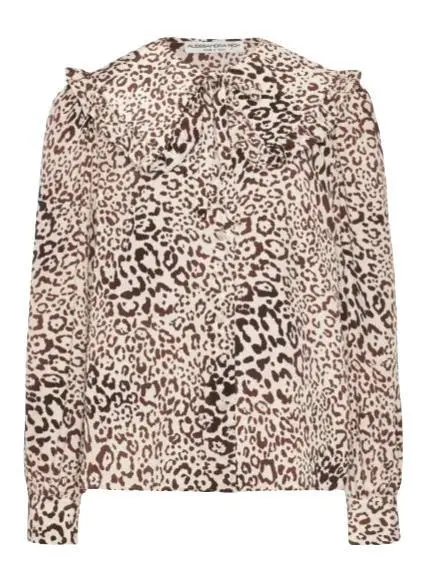 Alessandra Rich Leopard-print Silk Blouse - Nude