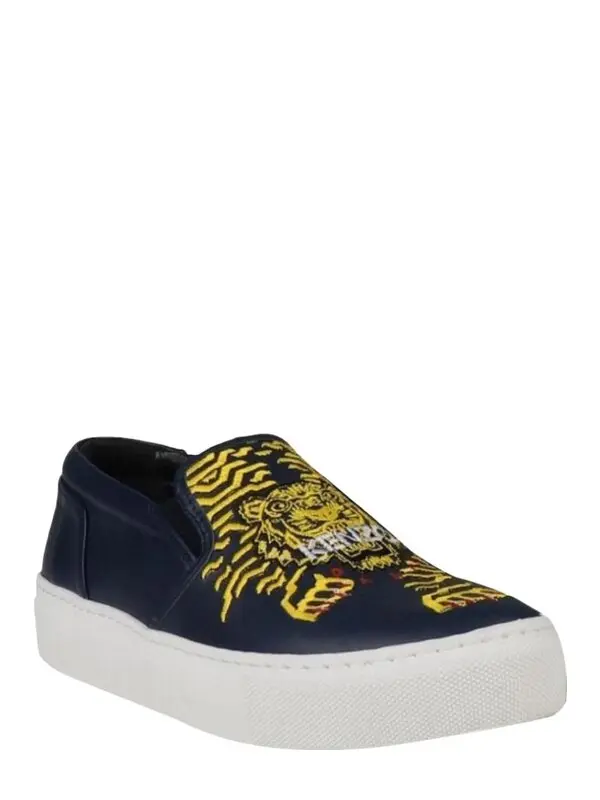 Kenzo Tiger Head Embroidered Slip-on Sneakers - Black