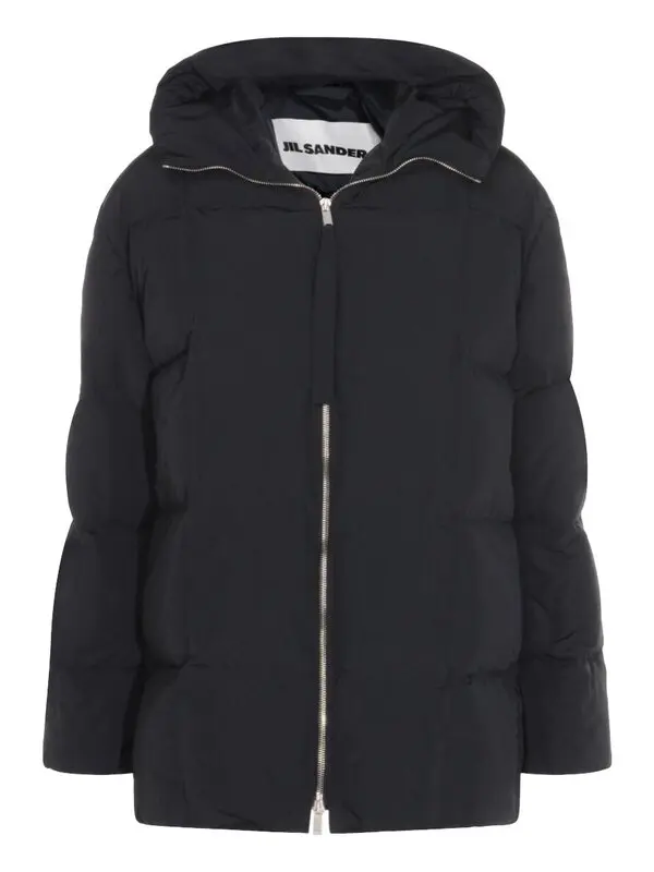 JIL SANDER Hooded Down Coat With Zip Closure - Black
