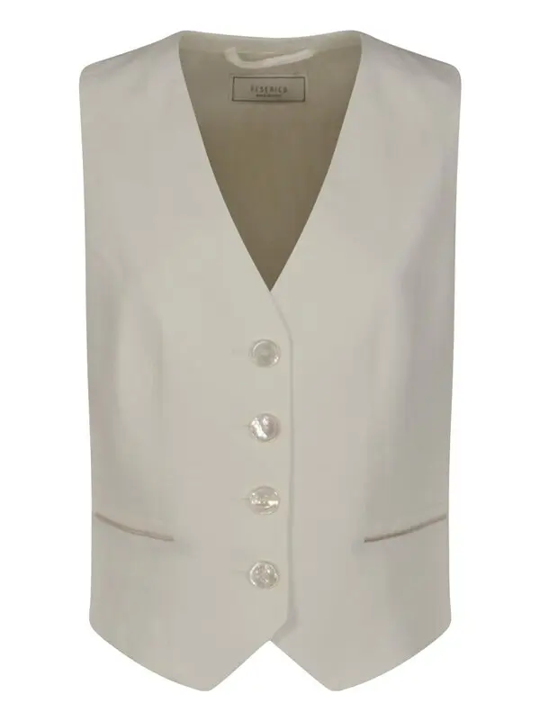 Peserico Linen Sleeveless V-neck Waistcoat - Nude