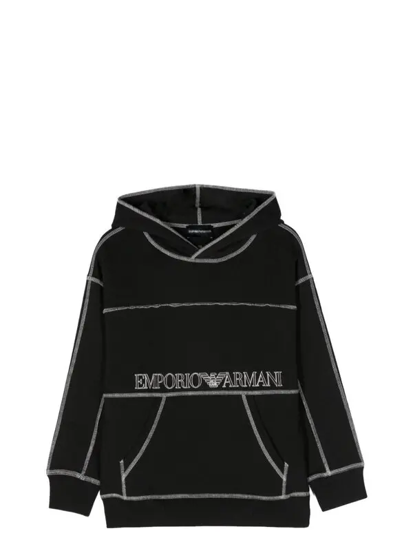Emporio Armani Logo-print Cotton Hoodie - Black