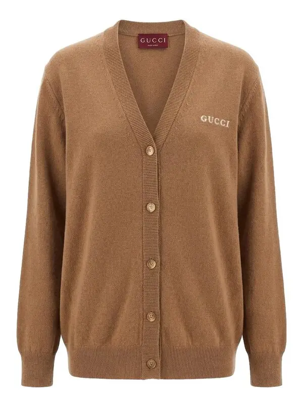 Gucci Cashmere V-neck Cardigan - Brown