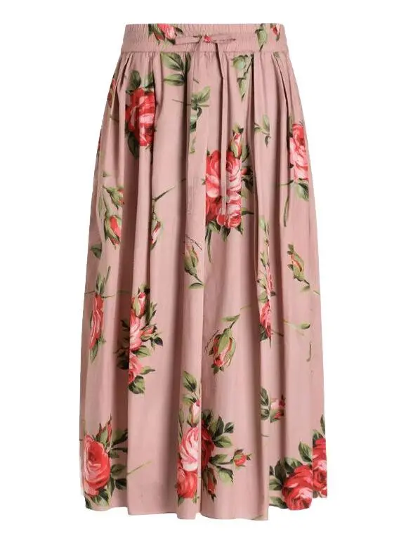 Dolce & Gabbana Floral Pleated Midi Skirt - Pink