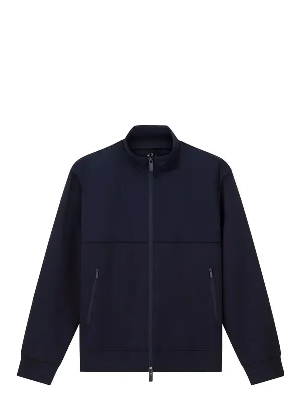 Armani Exchange Zip-up Sweatshirt With Side Pockets - Navy Blue