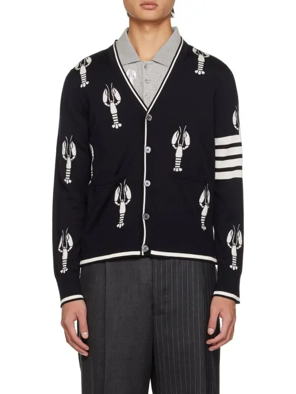 Thom Browne Navy Lobster Motif Cardigan - Navy Blue
