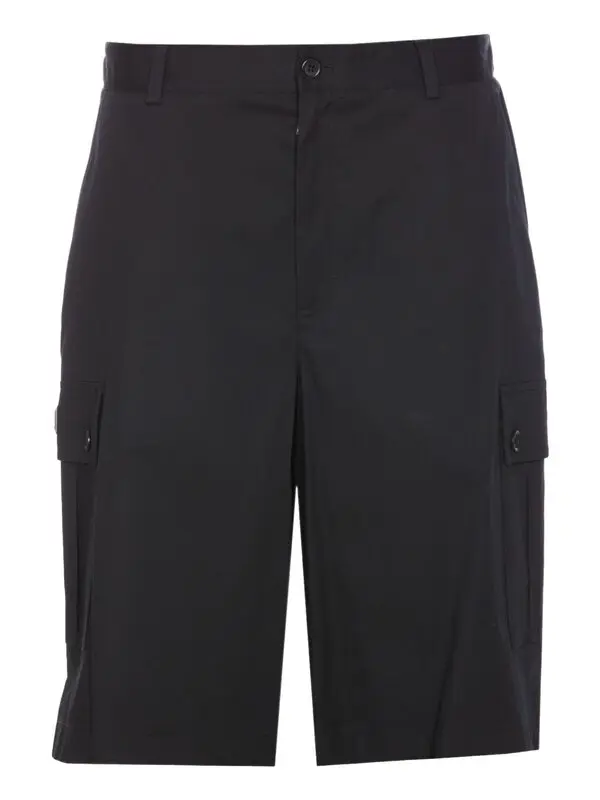 Dolce & Gabbana Cargo Shorts With Logo Plaque - Black