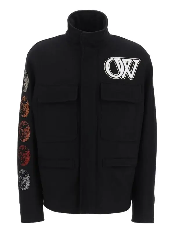 Off-White Graphic Printed Buttoned Jacket - Black