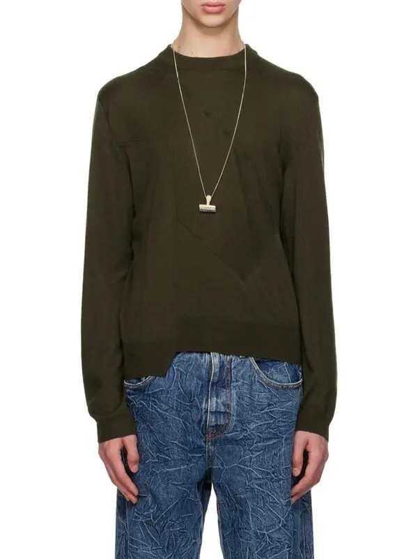 MAISON MARGIELA Panelled Asymmetrical Hem Jumper - Green