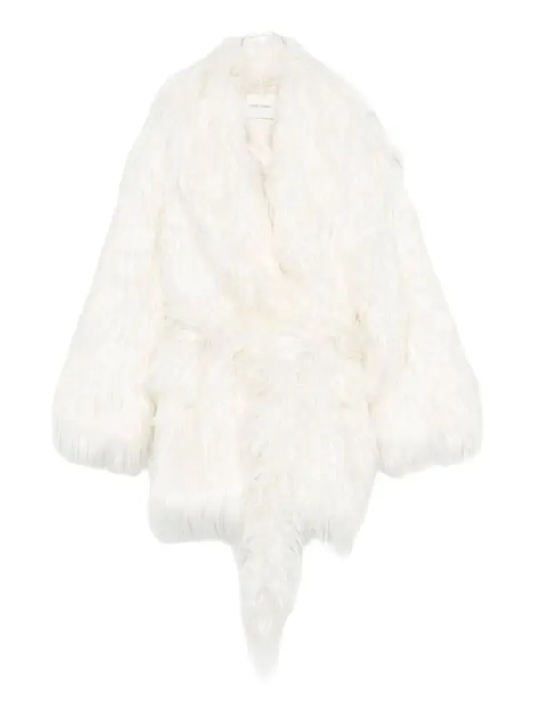 ENTIRE STUDIOS Belted Faux Fur Coat - White