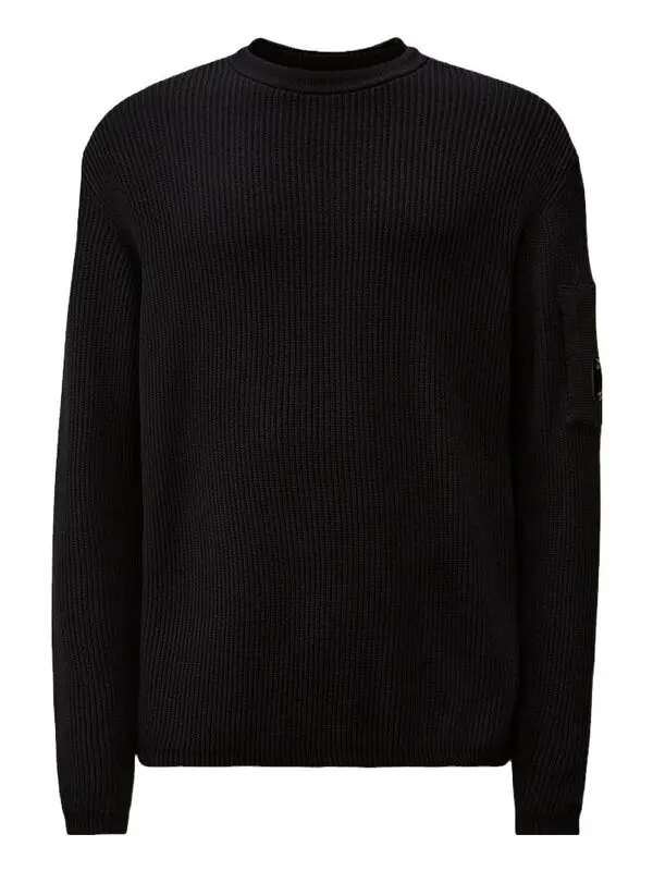 C.P. COMPANY Lens Sleeve Knitted Sweater - Blue