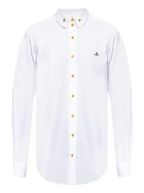 VIVIENNE WESTWOOD Orb Embroidered Long-sleeved Shirt - Blue