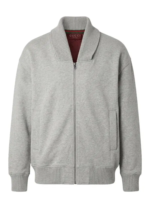 Gucci Zip Up Jersey Jacket - Light Gray