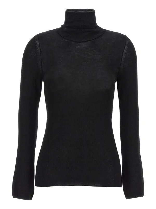 TOM FORD Compact Fine Knit Turtleneck Top - Black